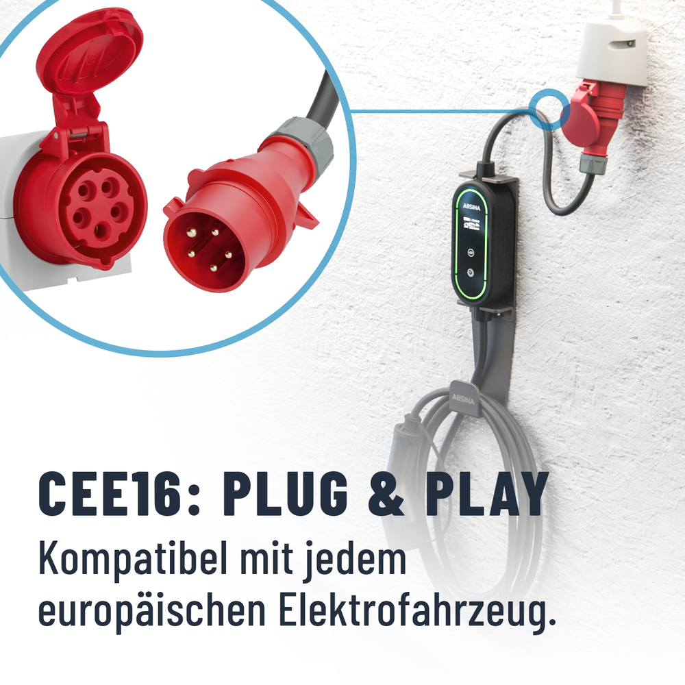 Ladekabel Typ 2 CEE mit einstellbarem Ladestrom